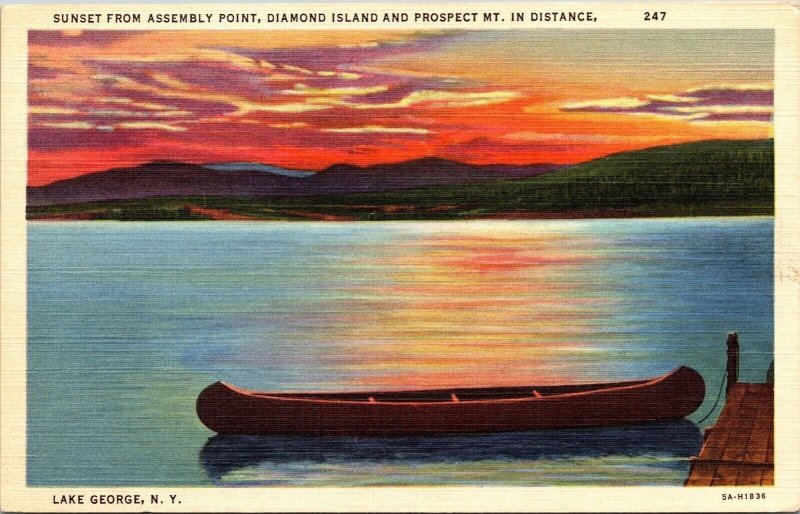 Sunset Assembly Point Diamond Island Prospect Me Lake George NY Linen ...