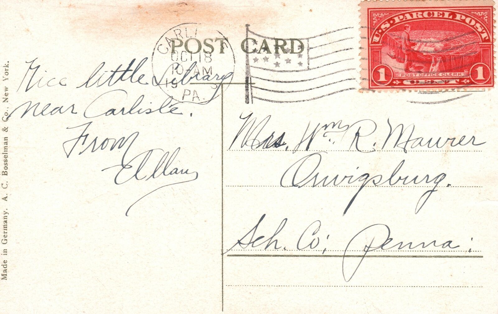 Vintage Postcard 1918 The Amelia S. Givin Free Library Mt. Holly ...