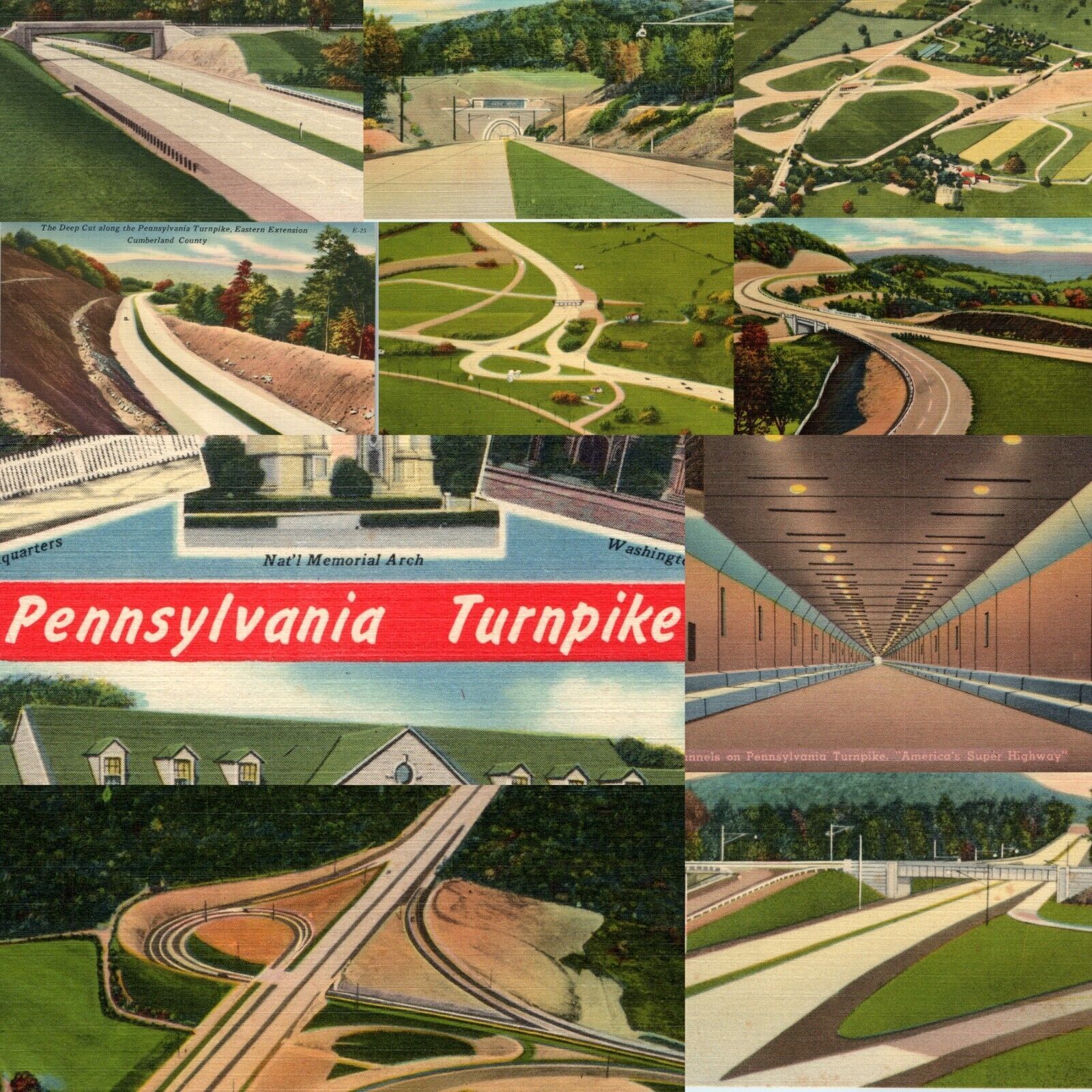 x10 LOT 1940s Pennsylvania Turnpike Postcard Highway Interstate Road ...
