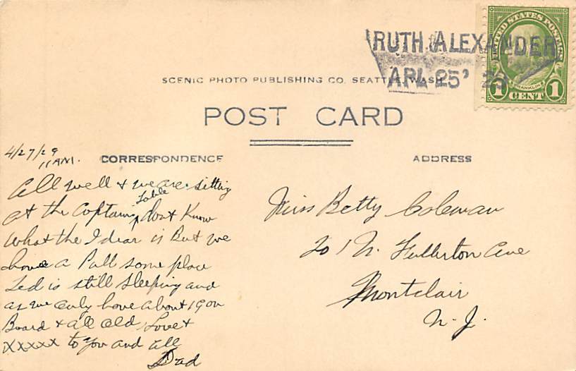 SS Ruth Alexander Admiral Line Ship 1929 | Topics - Other, Postcard ...