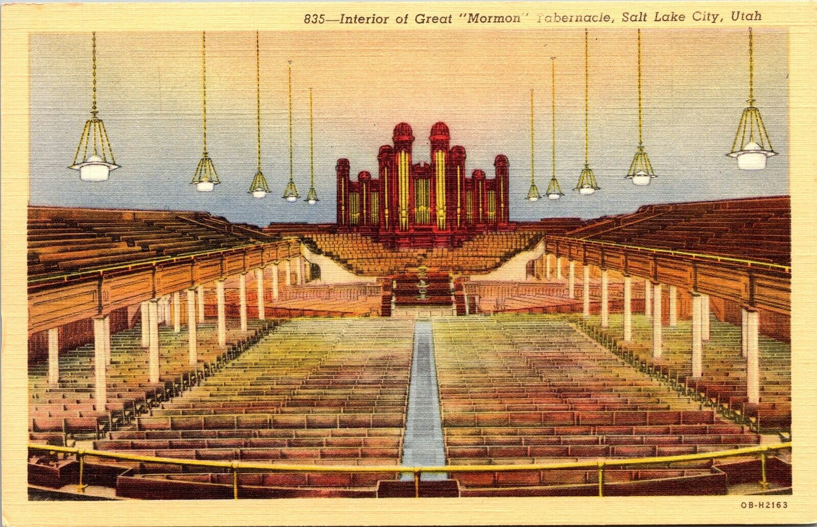 Great Mormon Tabernacle Interior Salt Lake City Utah Religious Linen ...