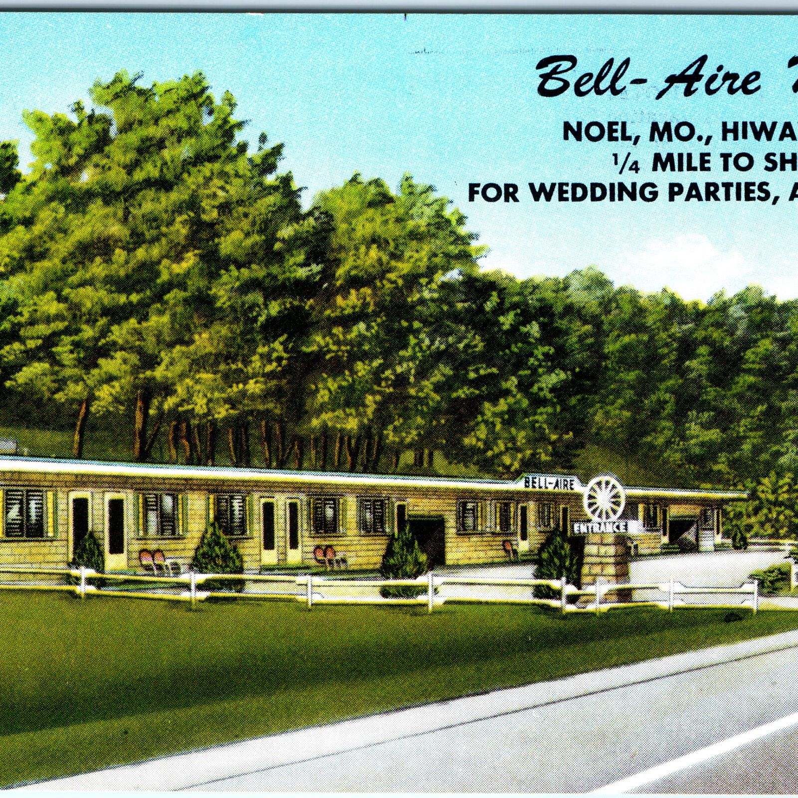 c1950s Noel, MO Bell-Aire Motel Sign Art Illustration Advertising ...