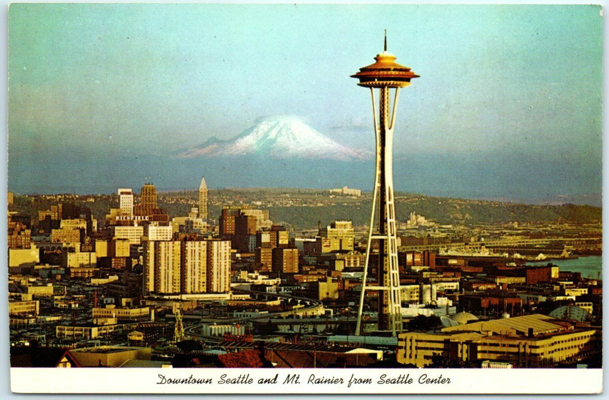 Downtown Seattle and Mt. Rainier from Seattle Center - Washington ...