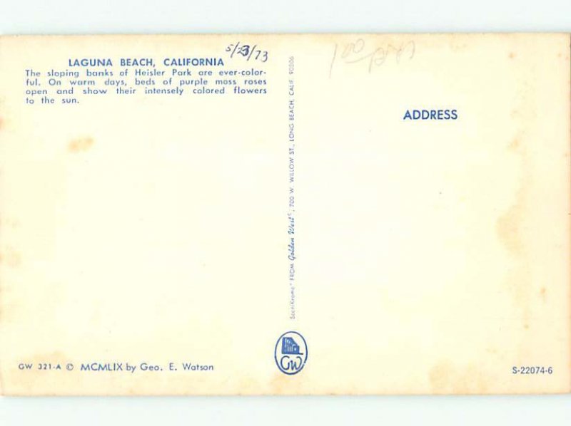 Pre-1980 PARK Laguna Beach - Near Newport & Anaheim & Huntington CA ...