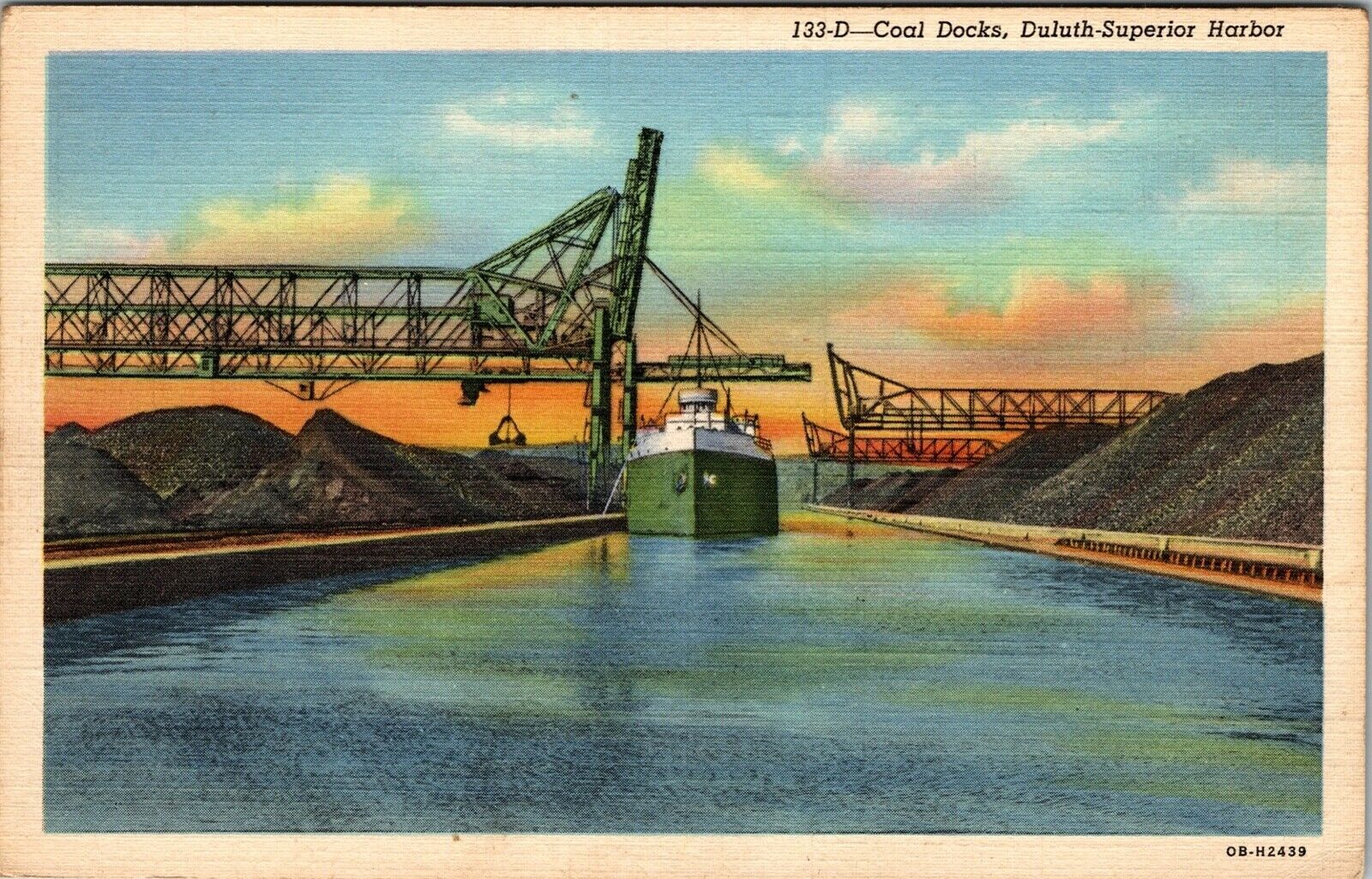 Coal Docks Ore Boat Cargo Ship Duluth Superior Harbor Minn. VTG ...