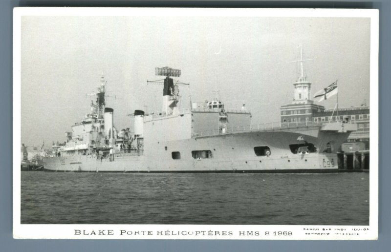 1969 HMS Blake Battleship Helicopter Cruiser Military RPPC Photo Royal ...
