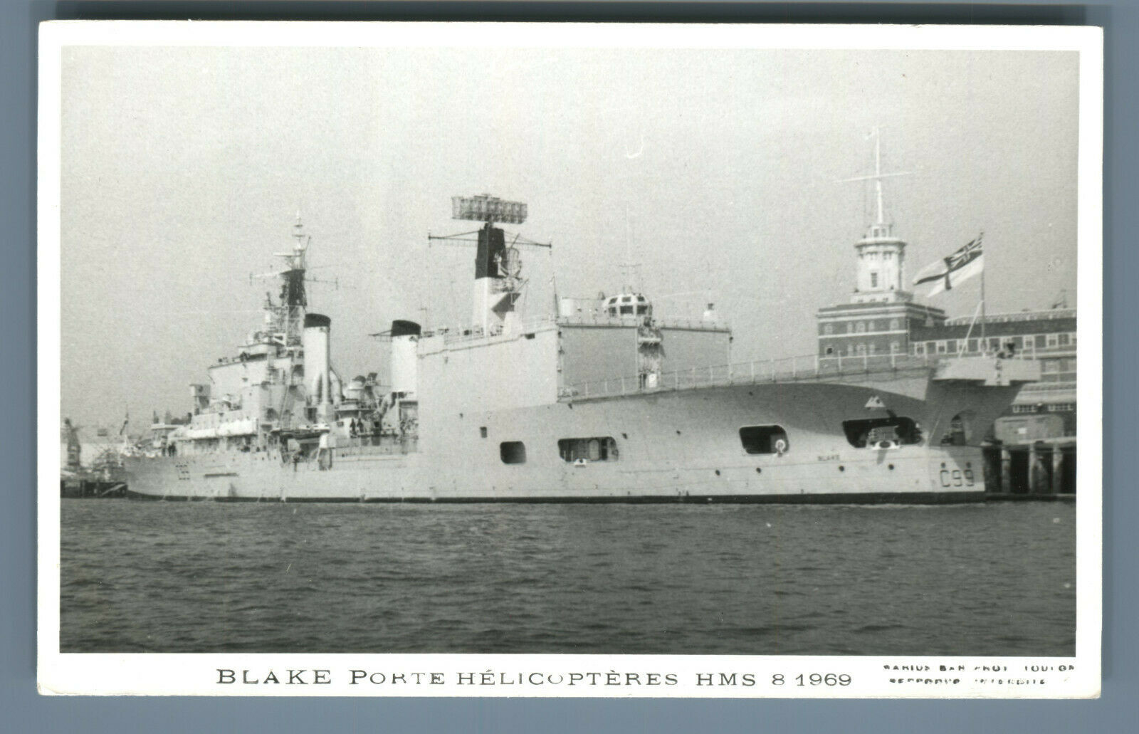 1969 HMS Blake Battleship Helicopter Cruiser Military RPPC Photo Royal ...