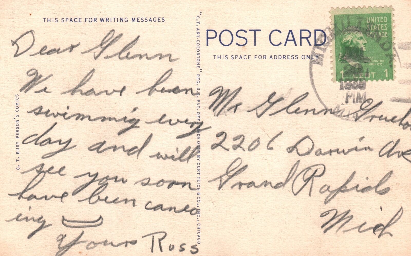 Vintage Postcard 1909 Time Savers Card Using Check Marks Correspondence ...