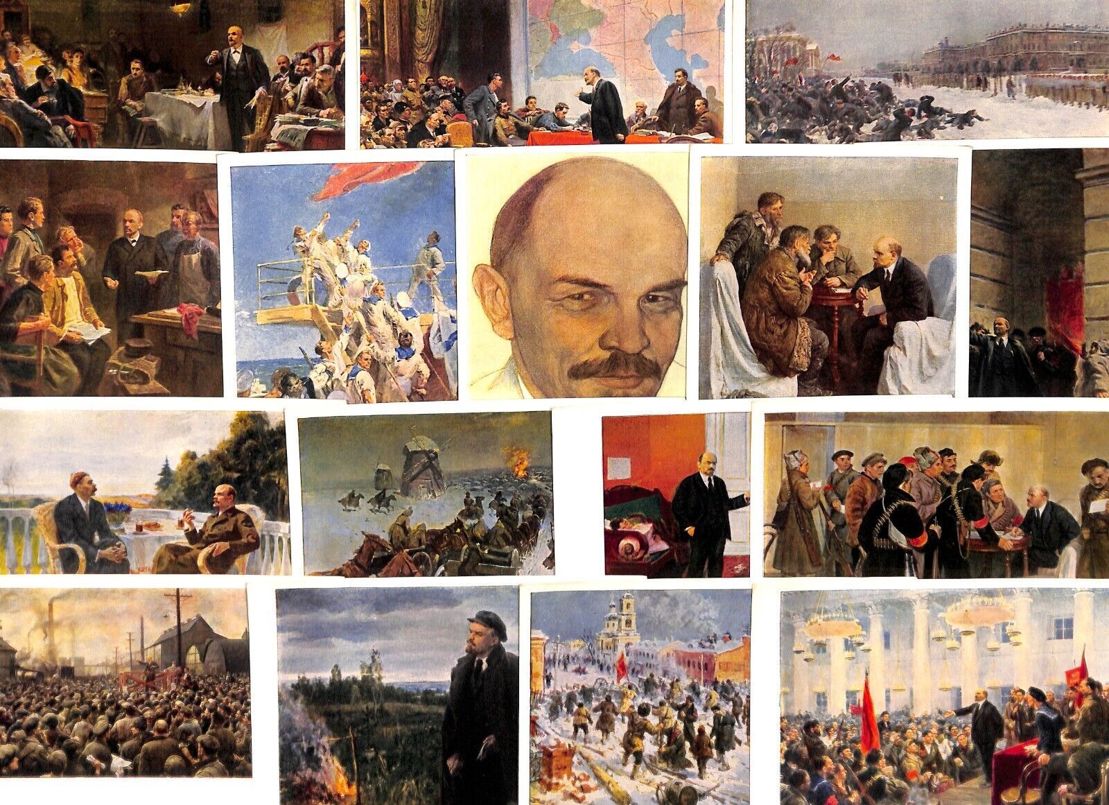 Set of 16 Soviet artists V. I. Lenin Museum Moscow Russia fine art ...
