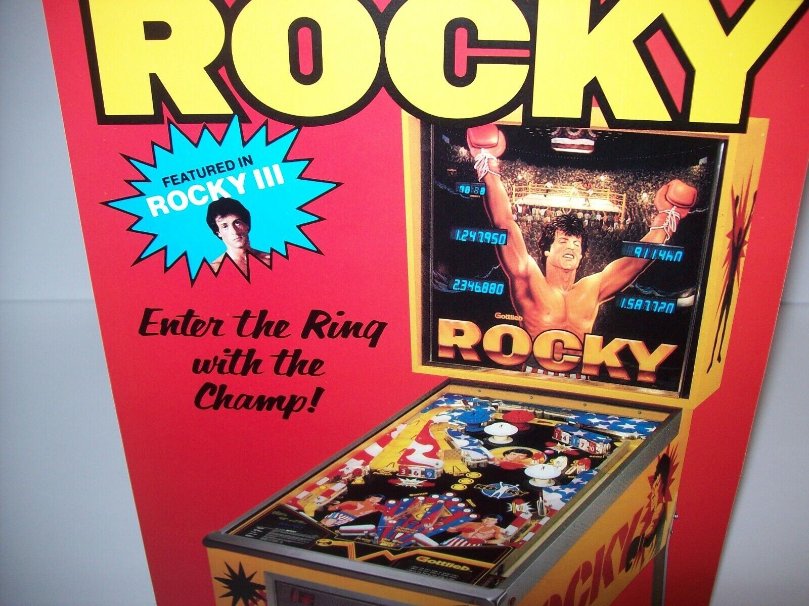 Rocky Pinball Flyer Original Sylvester Stallone Boxing NOS Vintage 1982 ...