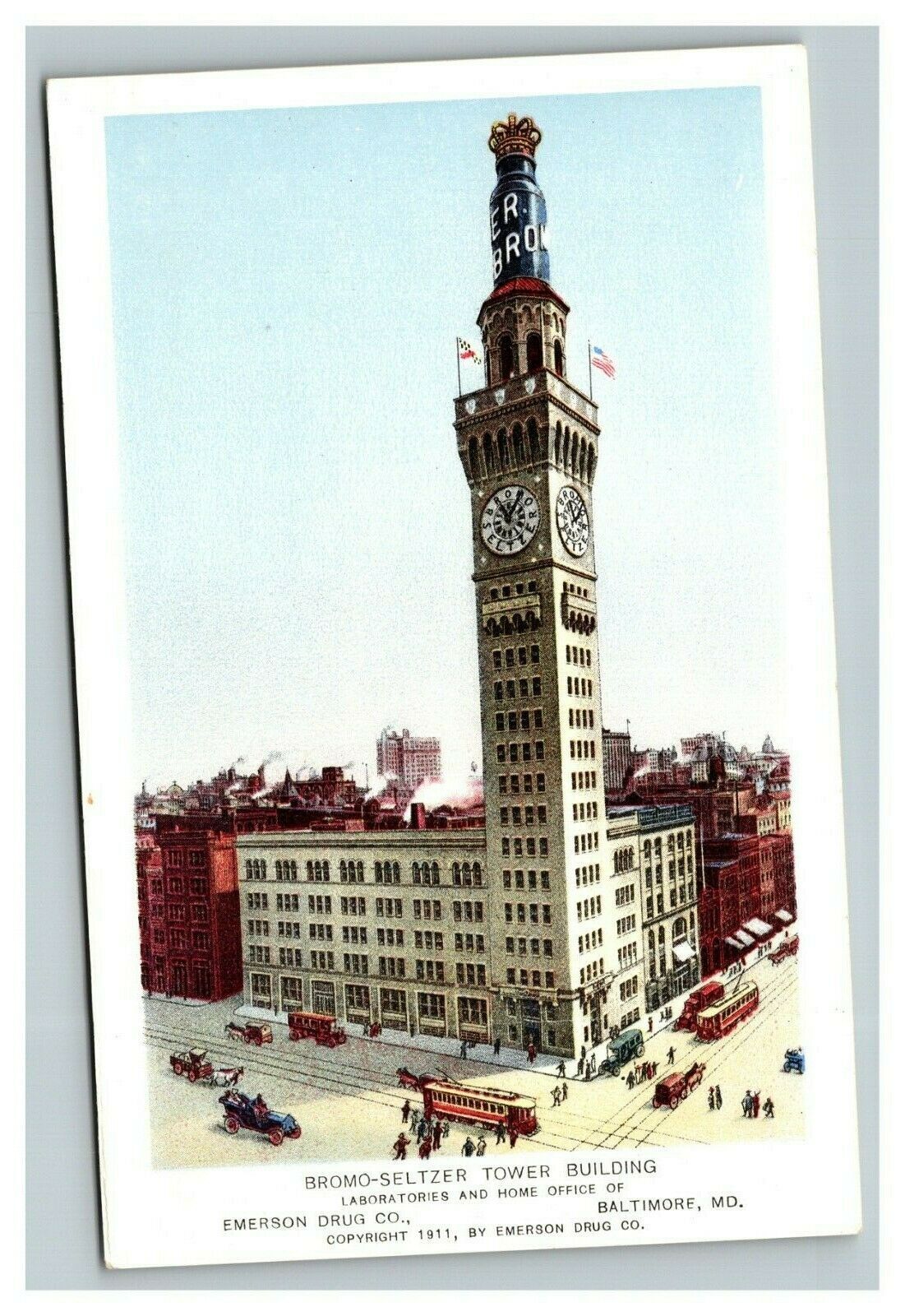 Vintage 1910's Postcard Bromo-Seltzer Tower Building Emerson Drug Co ...