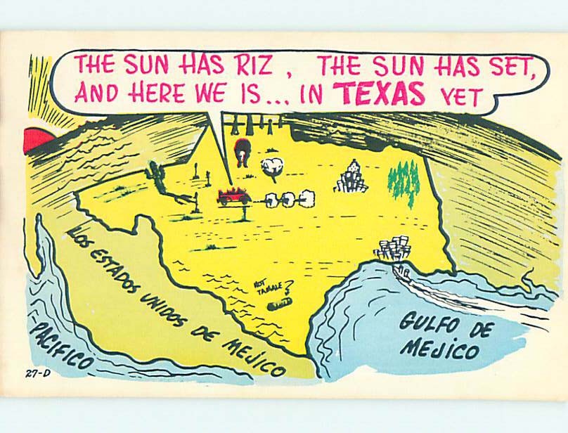 Pre-1980 Comic OVERSIZE TEXAS ON USA MAP state of Texas hn6020 | United ...