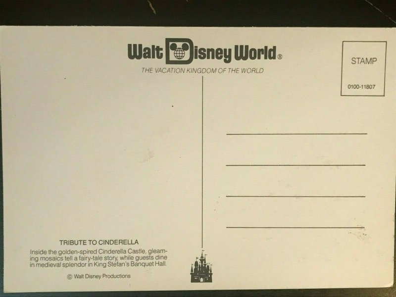 Vintage Postcard 1971 Tribute to Cinderella Walt Disney World Orlando ...