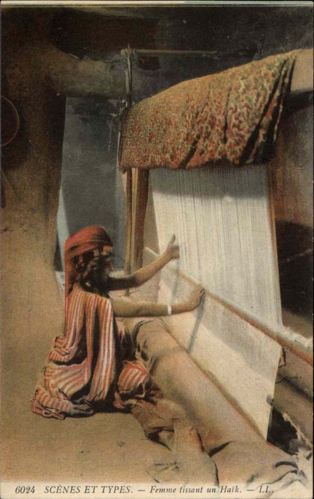Native Middle Eastern Woman Weaving Loom Rug Making c1910 Postcard ...