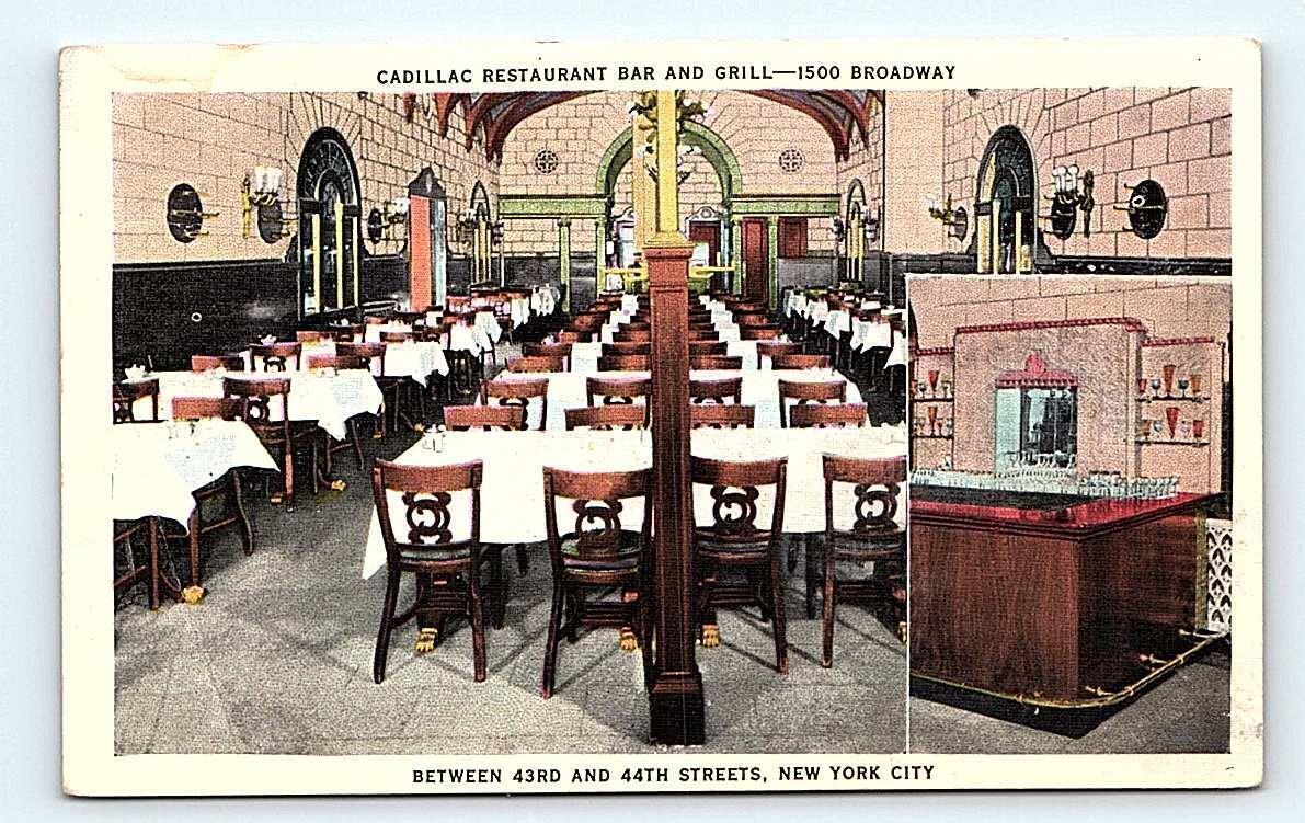 NEW YORK, NY ~ CADILLAC RESTAURANT Bar & Grill c1920s Roadside Postcard ...
