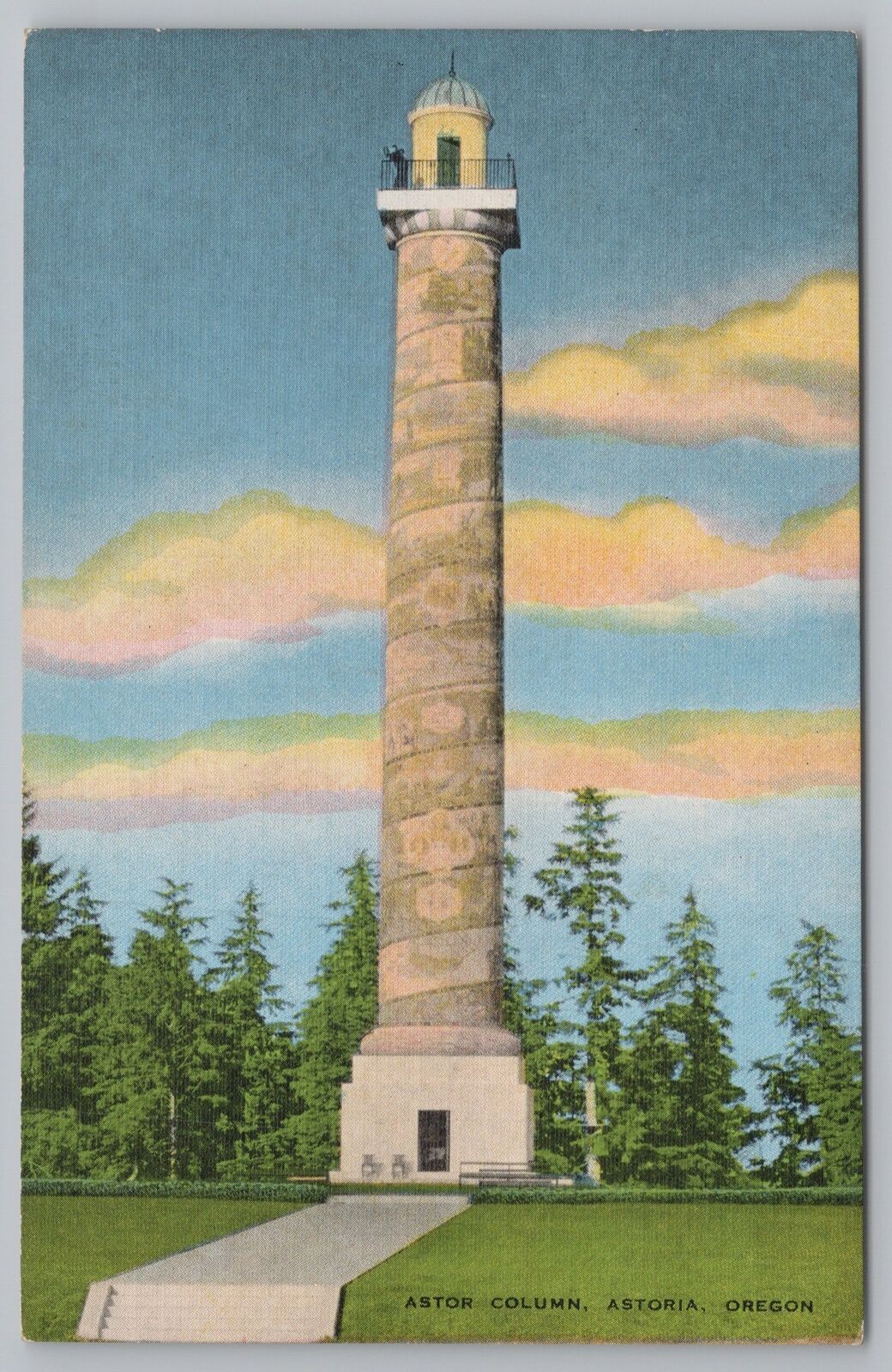 Astoria Oregon~Astor Column~Vintage Postcard | United States - Oregon ...