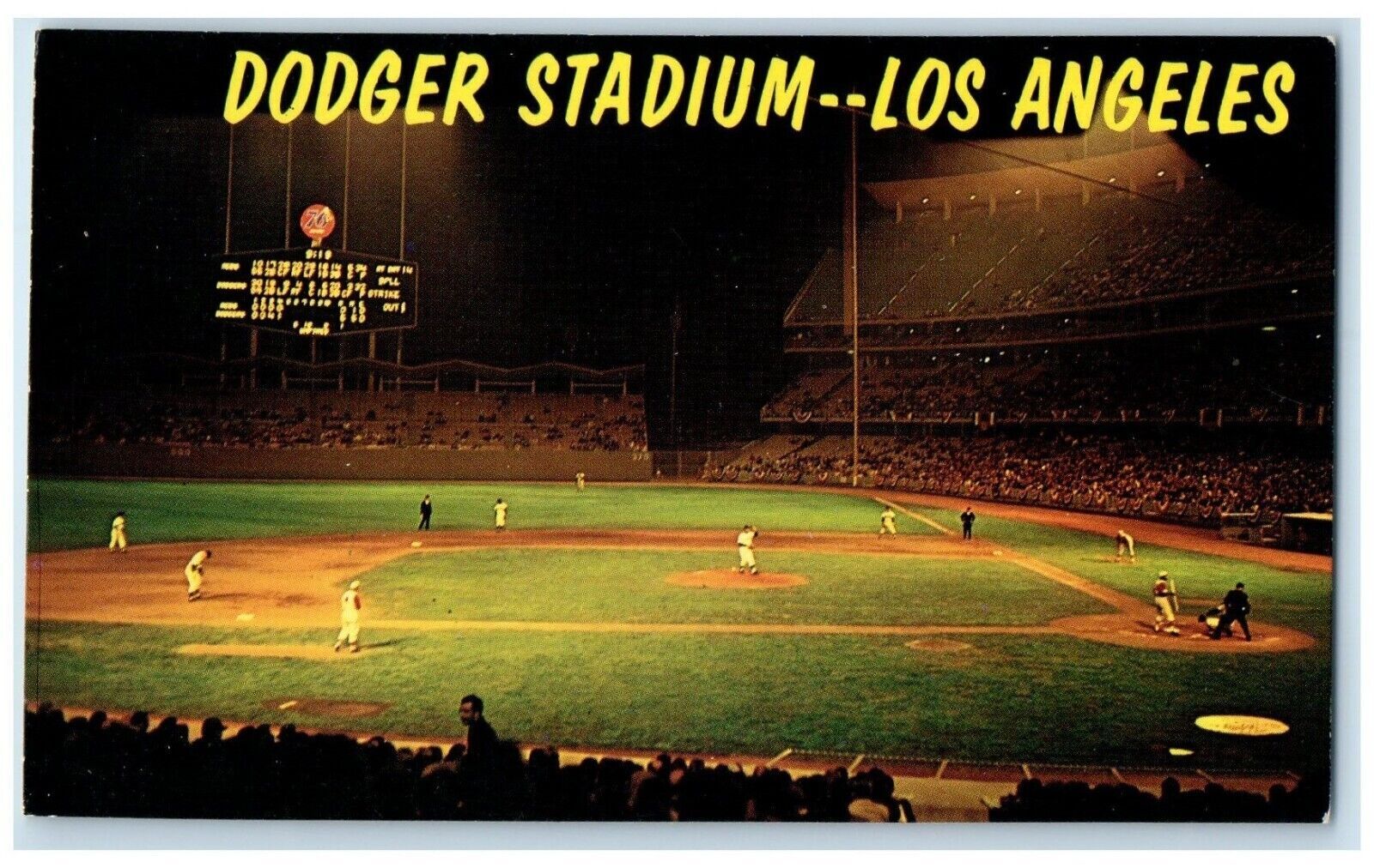 c1960 Dodger Stadium Night View Los Angeles California Vintage Antique ...