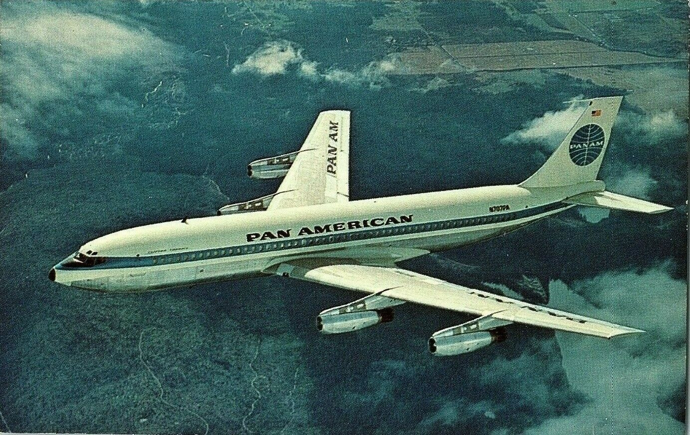 Pan American Boeing 707 Jet Clipper airline issued Airplane Postcard ...