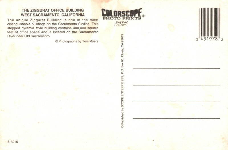 Postcard The Ziggurat Office Building Skyline In West Sacramento ...