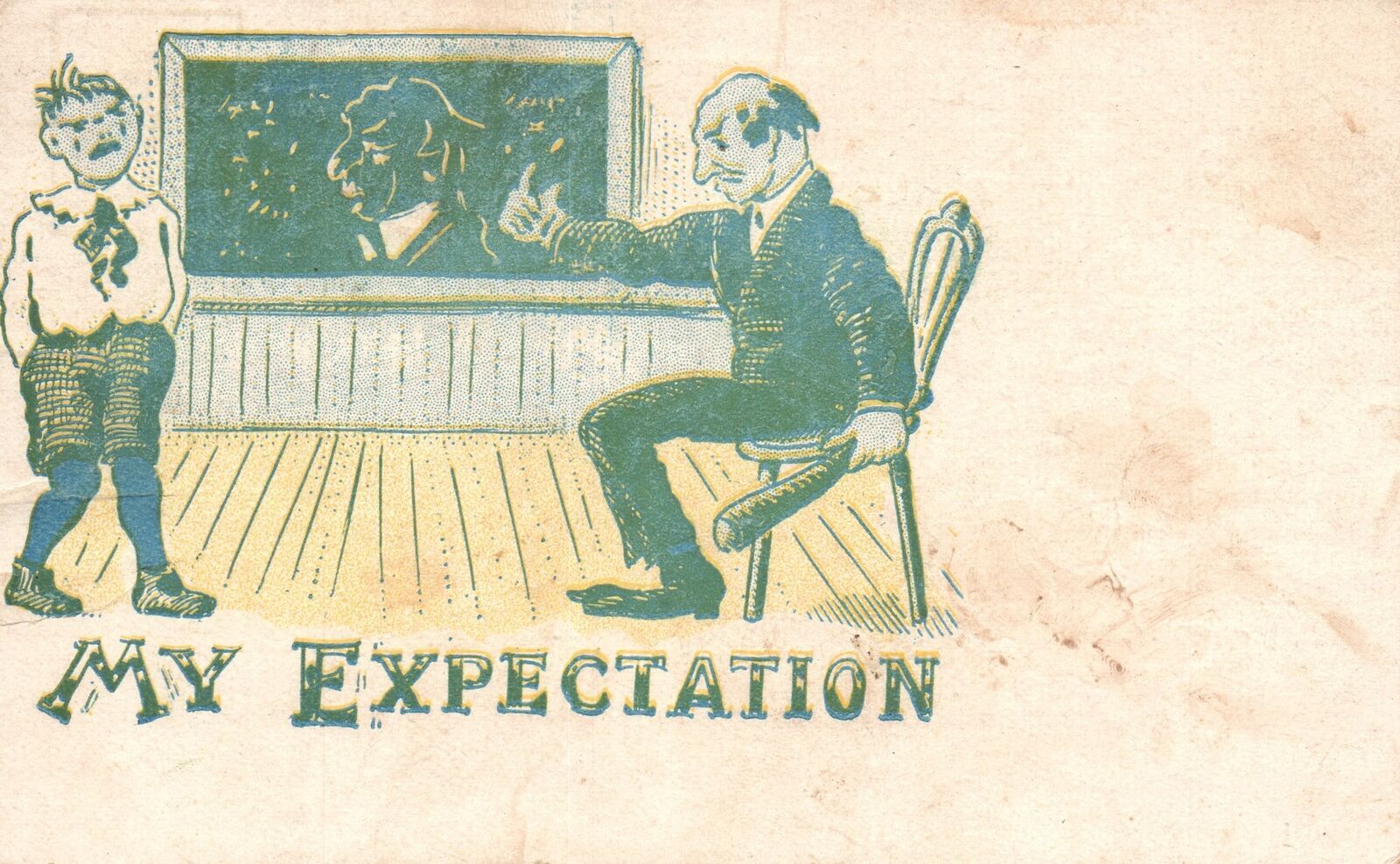 Vintage Postcard 1911 My Expectation Student Drawing On Board His ...