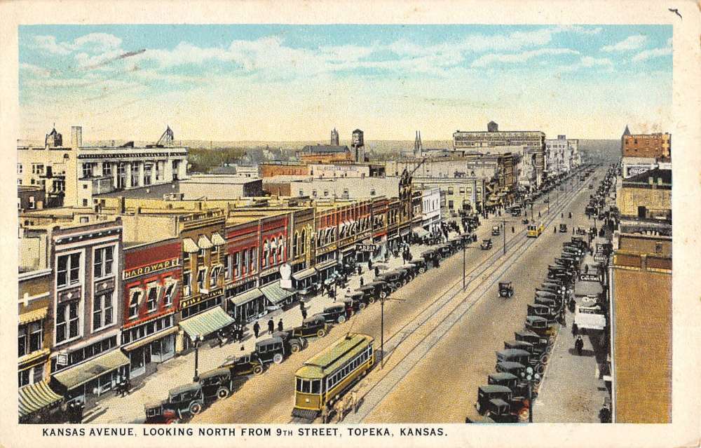 Topeka Kansas Avenue Street Scene Historic Bldgs Antique Postcard ...