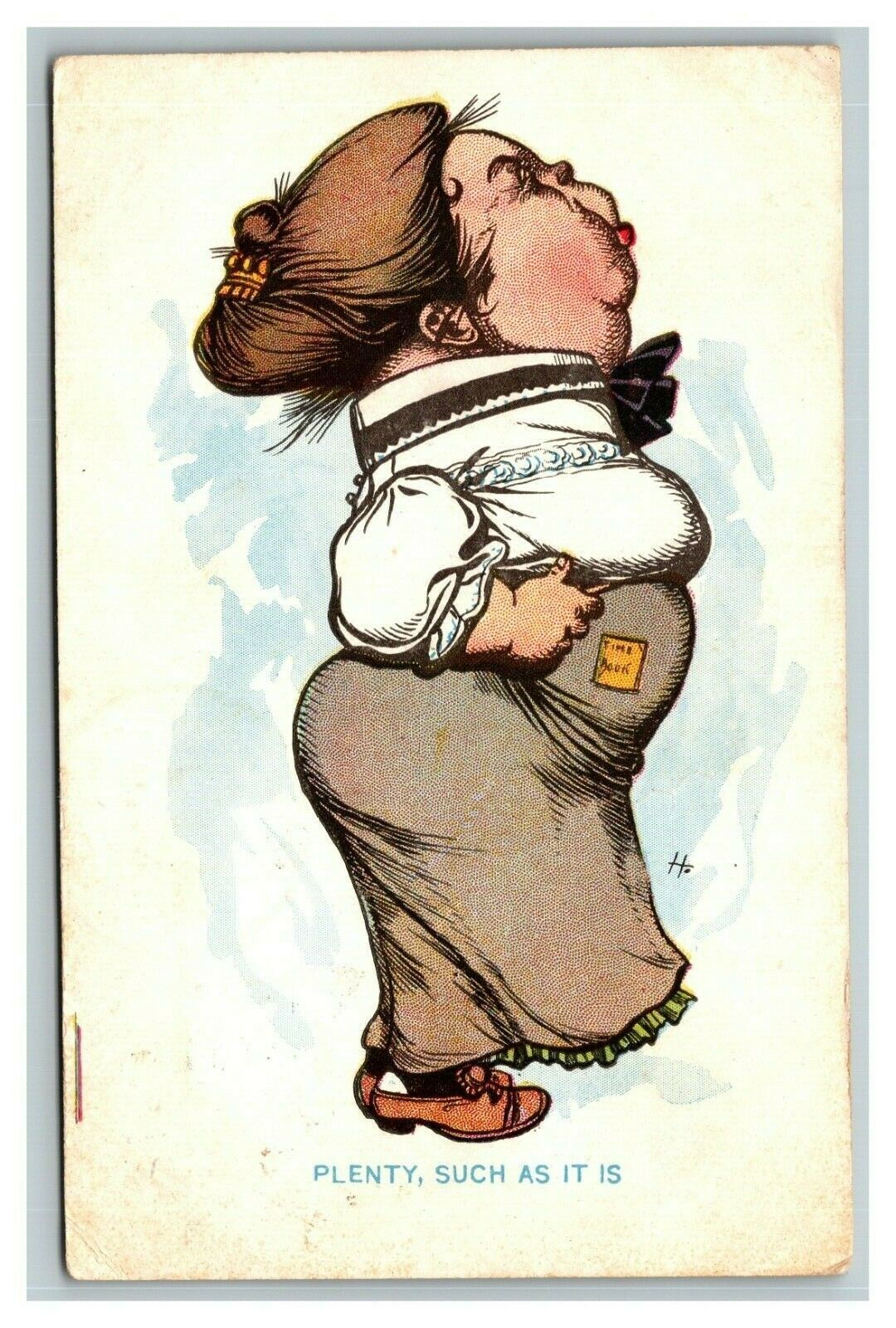 Vintage 1900's Comic Postcard Large Woman Caricature | Asia & Middle ...