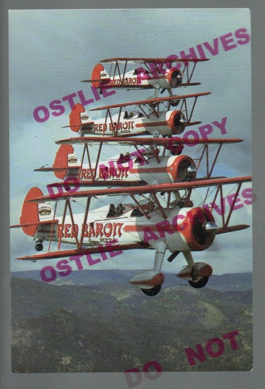 Vintage ADVERTISING Airplane Plane RED BARON PIZZA Squadron Flying ...