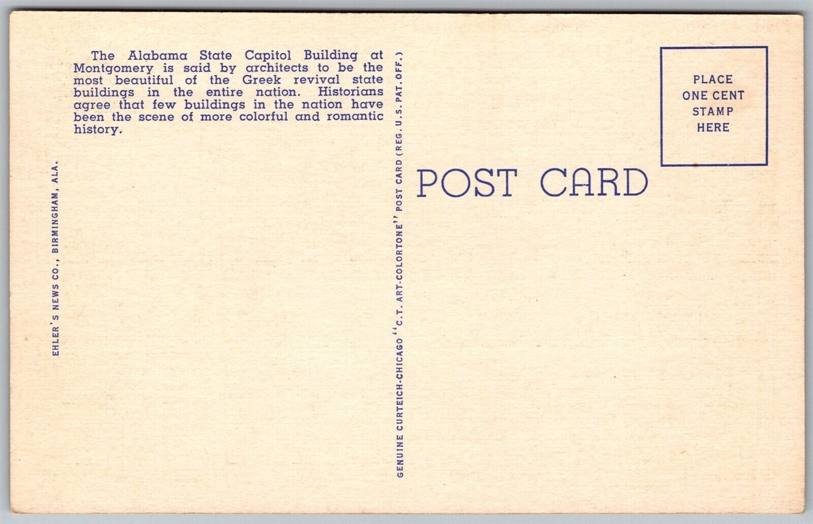 Vtg Montgomery Alabama AL State Capitol 1930s View Unposted Postcard ...