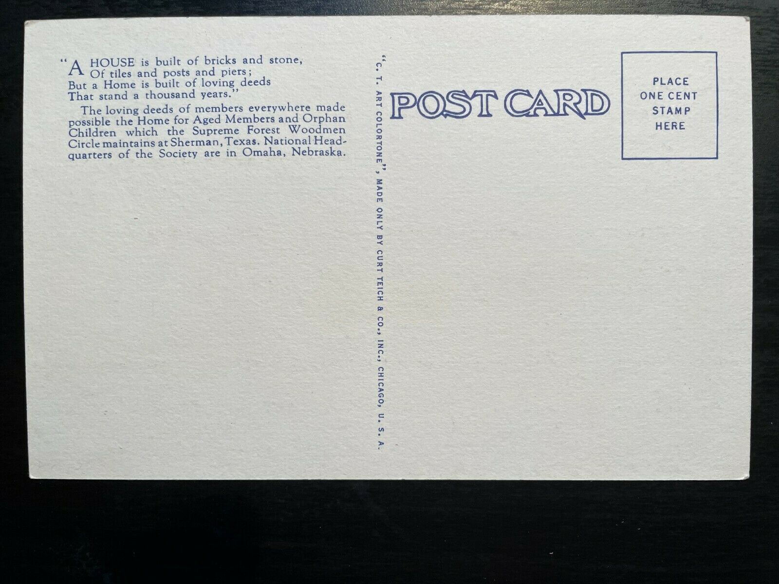 Vintage Postcard 1934 Supreme Forest Woodman Circle Talley Building ...