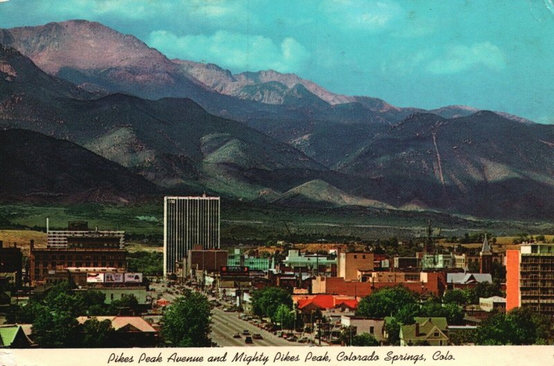 Vintage Postcard Pikes Peak Avenue & Mighty Pikes Peak Colorado Springs ... Vintage Postcard Pikes Peak Avenue & Mighty Pikes Peak Colorado Springs ...