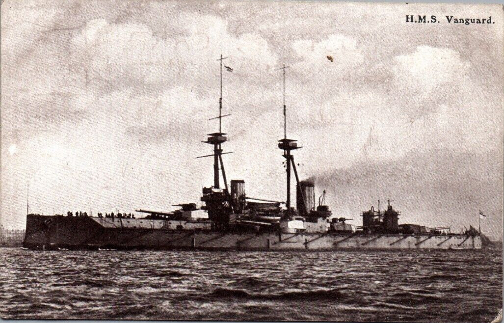Royal Navy Battleship HMS Vanguard RPPC Gale & Polden Postcard c1910s ...