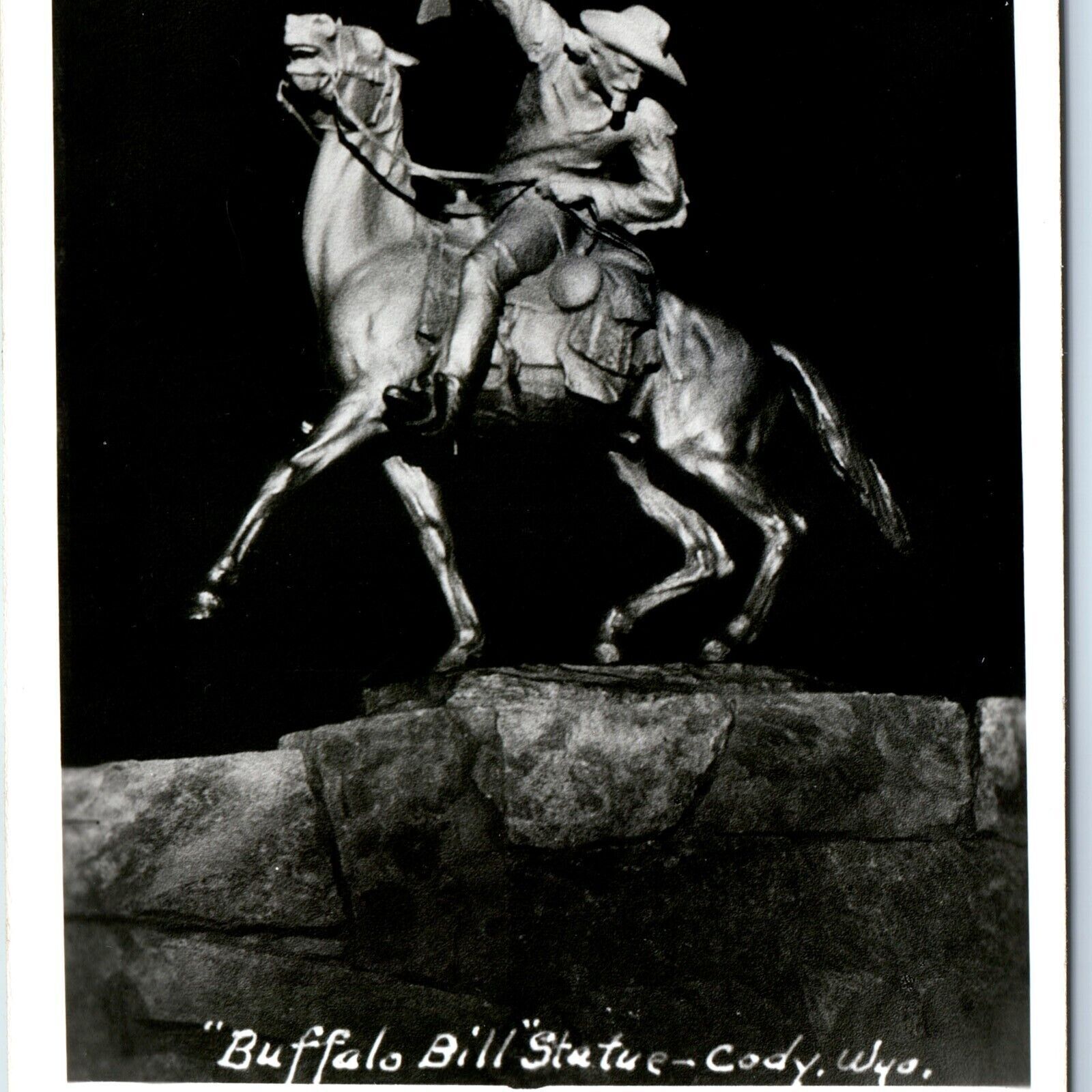 c1950s Cody, Wyo RPPC The Scout Buffalo Bill Statue Bronze Monument PC ...