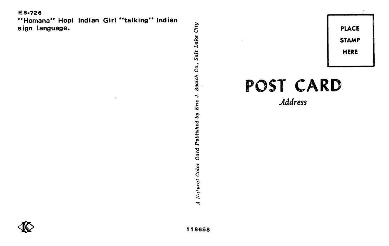 "Homana" HOPI INDIAN GIRL Sign Language Native American c1960s Vintage ...