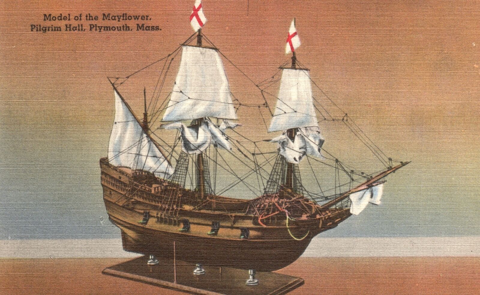 Vintage Postcard Model of the Mayflower Pilgrim Hall Plymouth ...