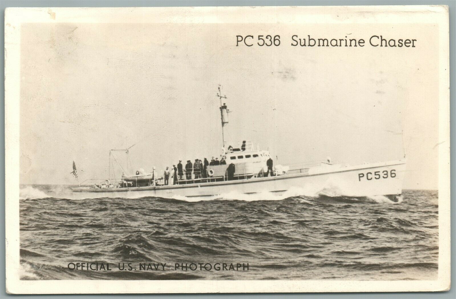 Military Ship PC 536 Submarine Chaser Vintage Real Photo Postcard Rppc ...