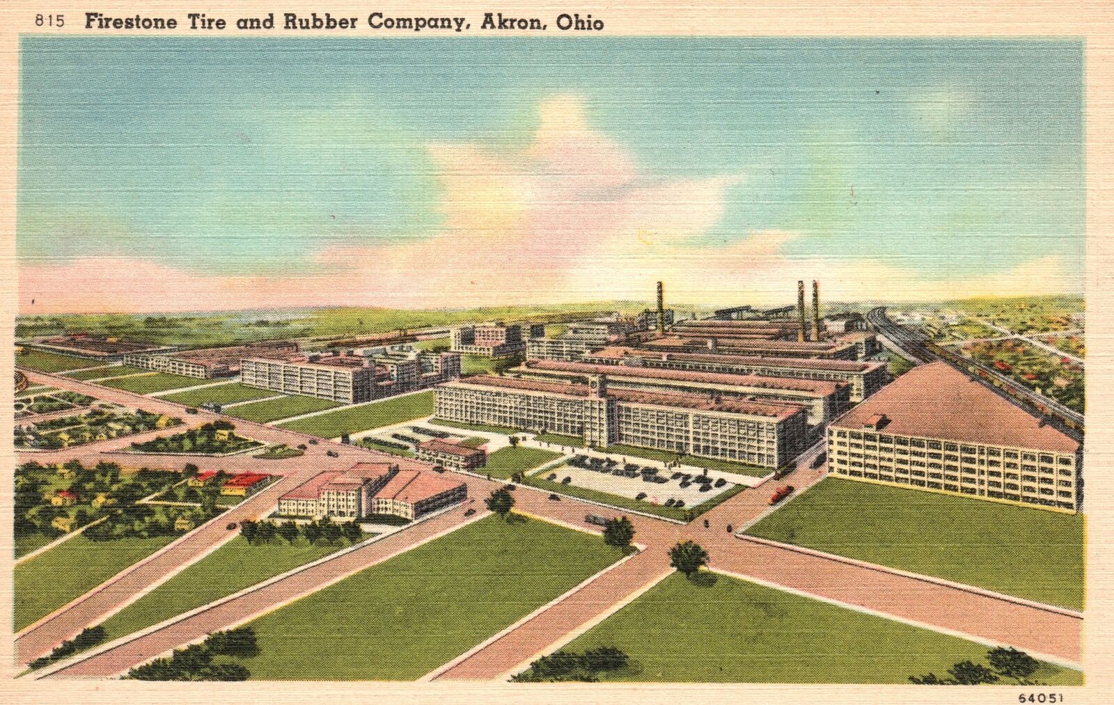 Vintage Postcard 1920's View of Firestone Tire and Rubber Company Akron ...