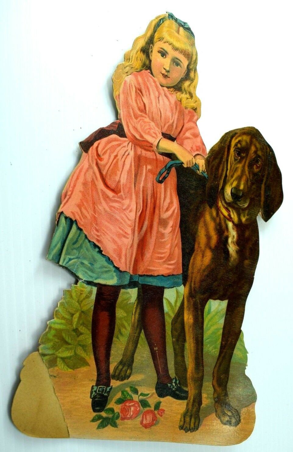 H.J. Tenney & Co Counter Standie Girl & Dog Die Cut Victorian 11 3/4 ...