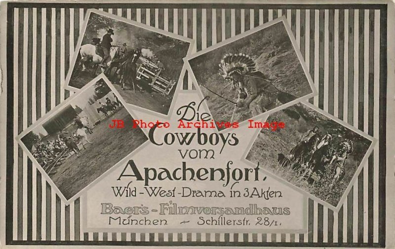 Native American Indians & Cowboys, RPPC, Wild West Show, Munich Germany ...