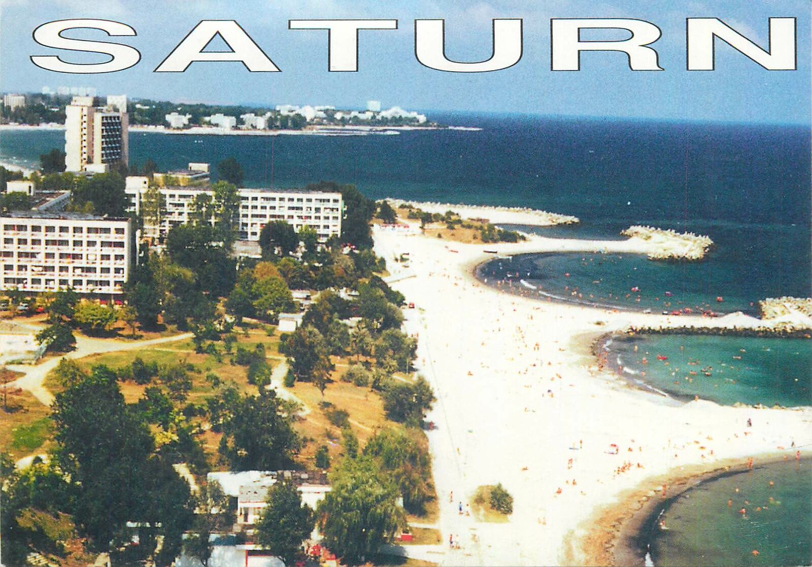 Postcard Romania Saturn litoral statiune hotel plaja marea neagra ...