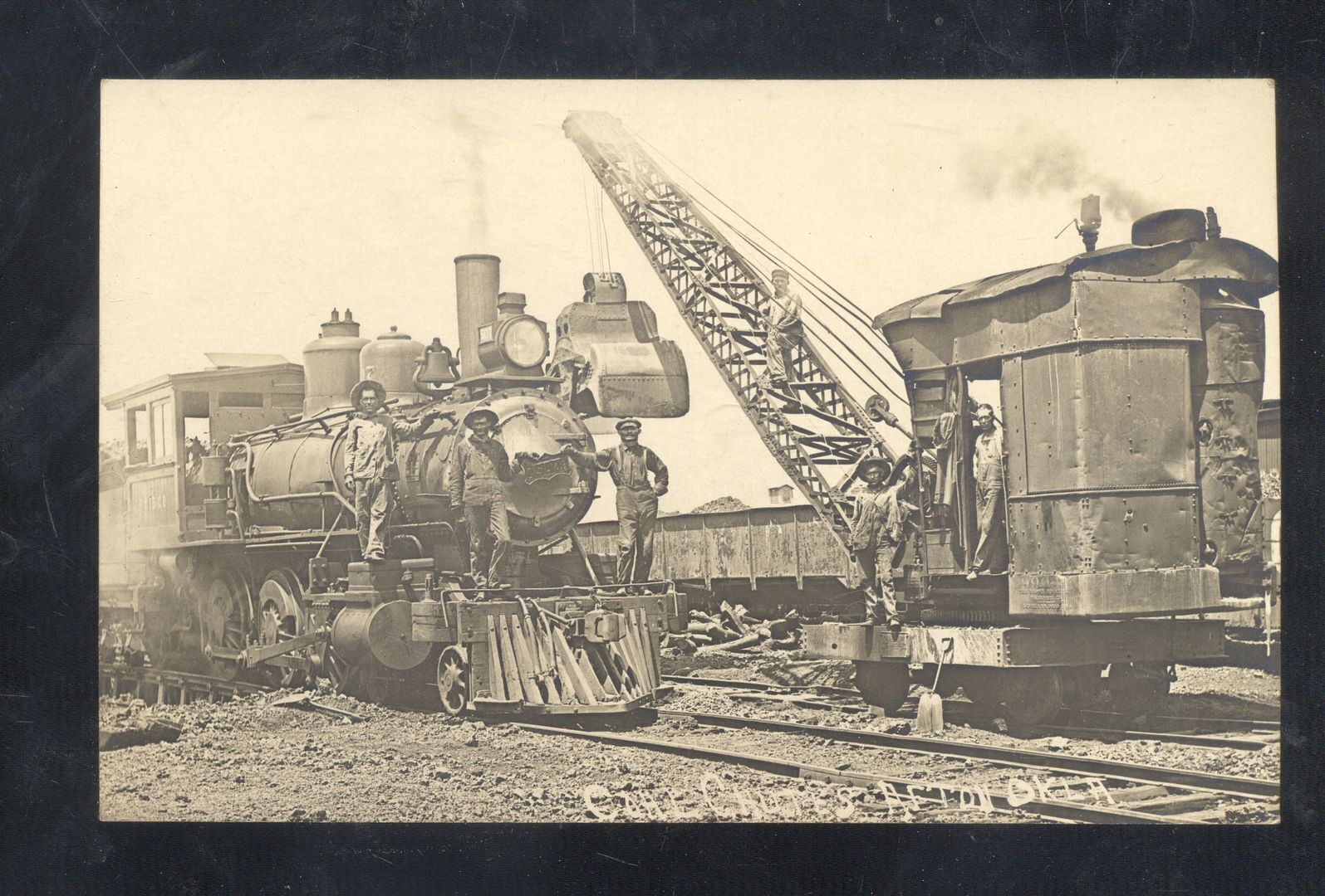 Rppc Railroad Train Locomotive Engine Steam Shovel Real Photo Postcard ...