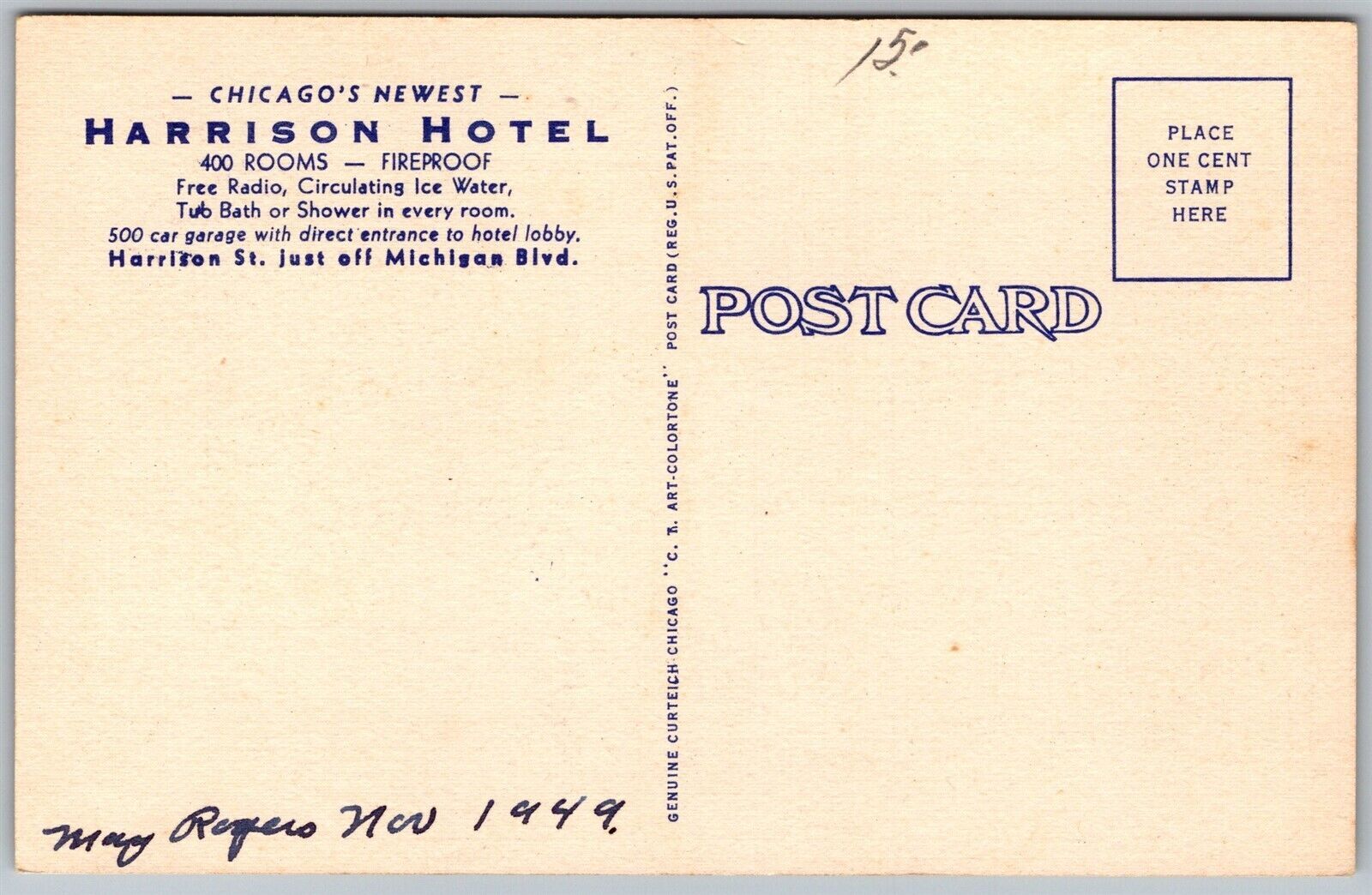 Vtg Chicago Illinois IL Harrison Hotel Street Map 1930s View Linen Old ...