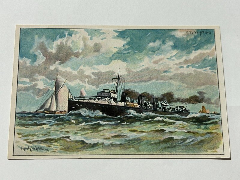 HMS Whiting Frigate Royal Navy Destroyer British WWI Postcard Webb Art ...