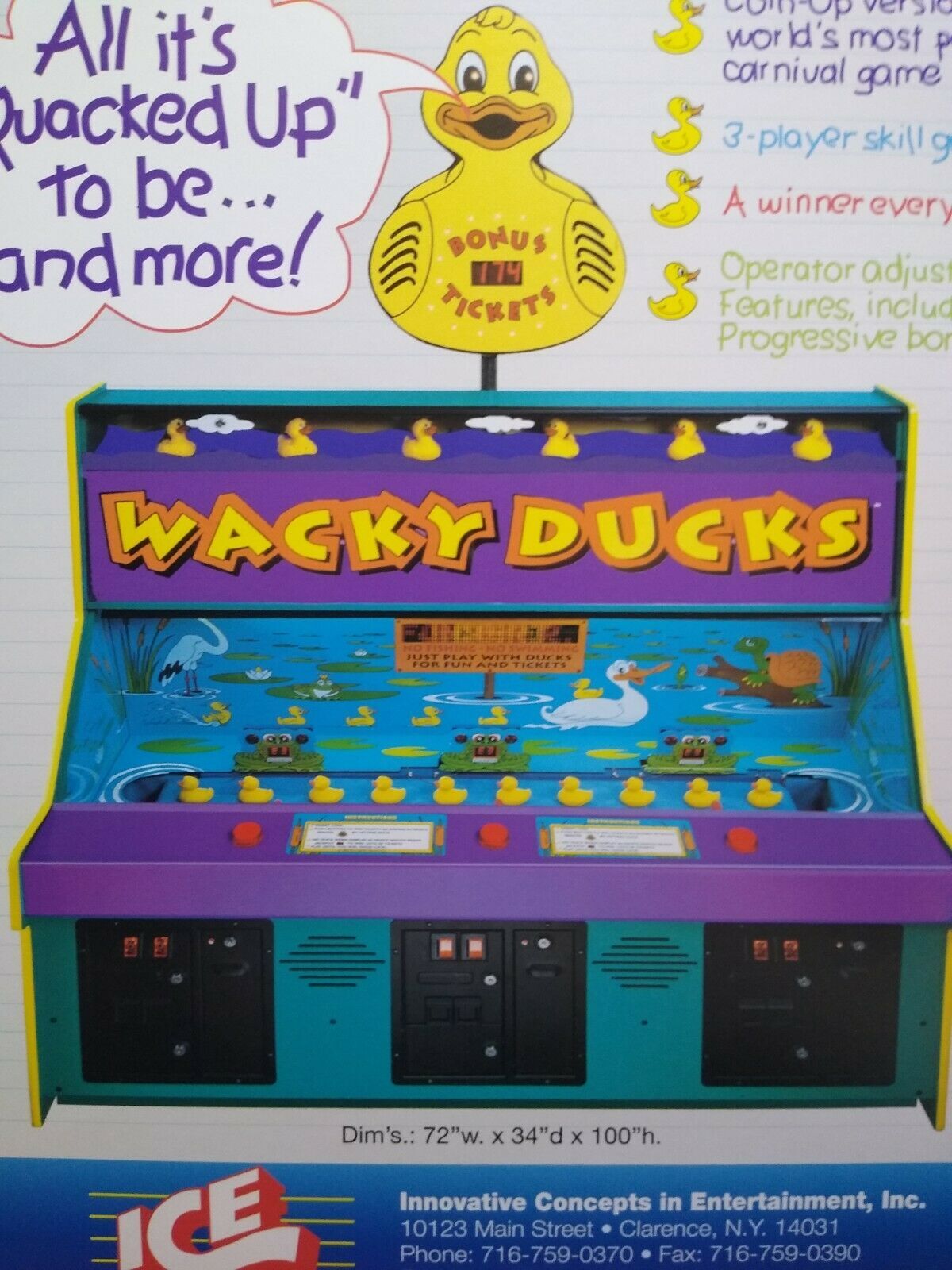 ICE Wacky Ducks Arcade FLYER Original NOS Novelty Redemption Game ...