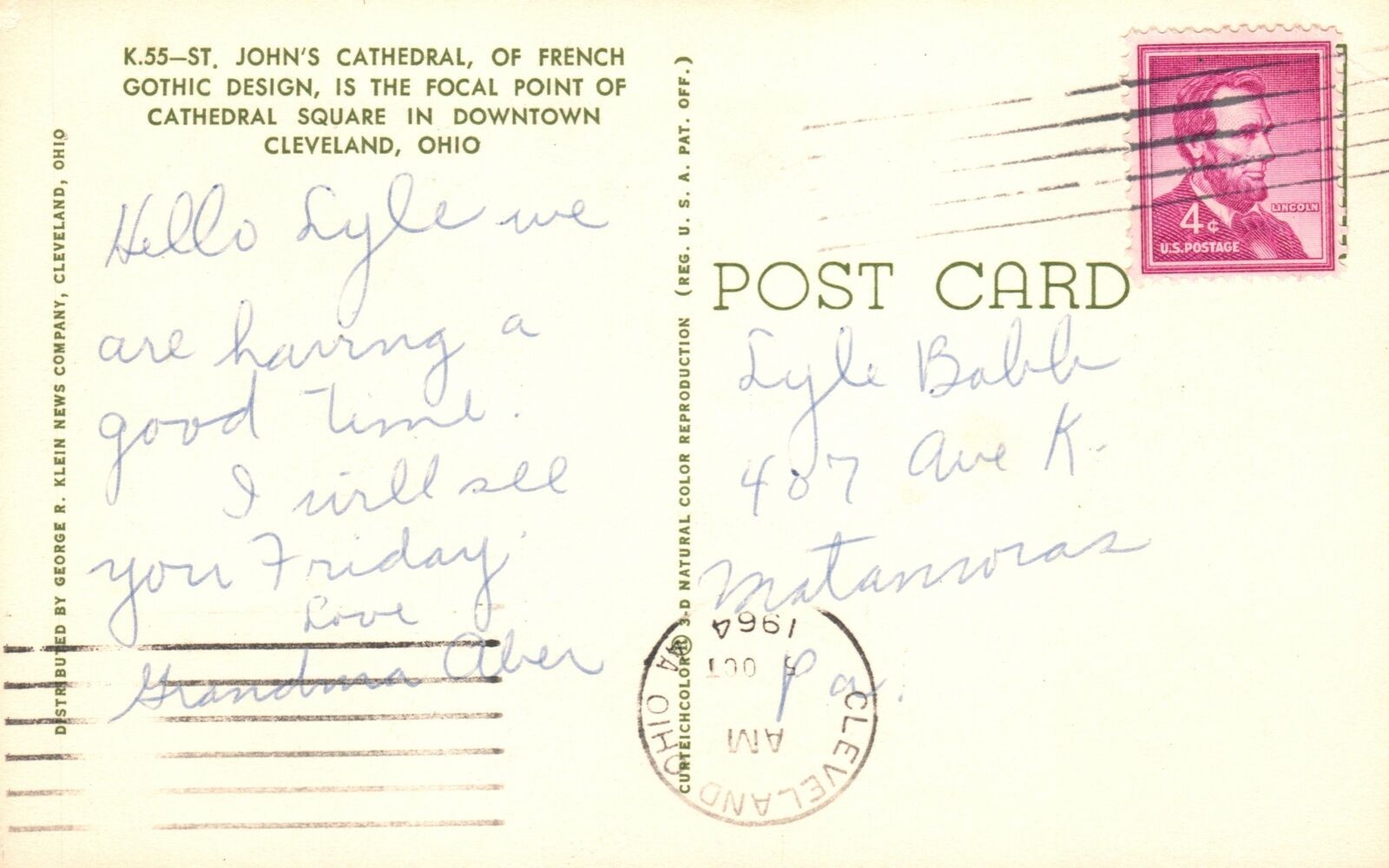 Vintage Postcard 1964 St. John's Cathedral Square in Downtown Cleveland ...