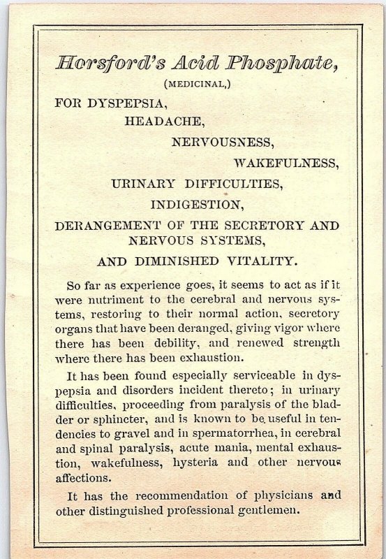 1880's Horsford's Acid Phosphate British Royal Kaiser Victorian Trade ...