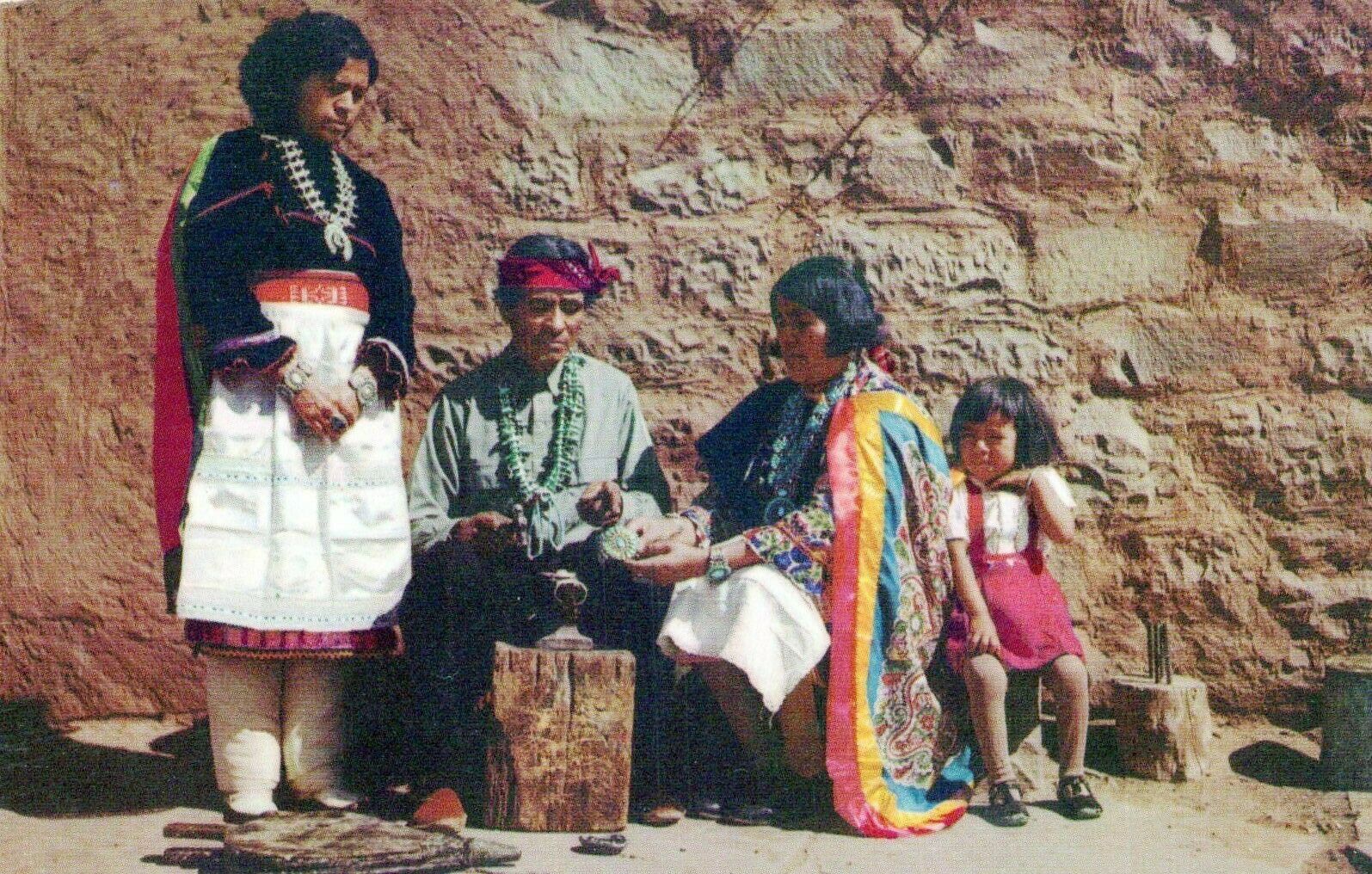 Zuni Indian Silversmith And Family Pueblo Mexico Chrome Vintage ...