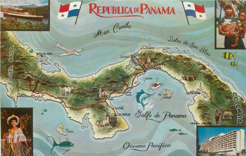 Republica de Panama map postcard | Latin & South America - Central ...