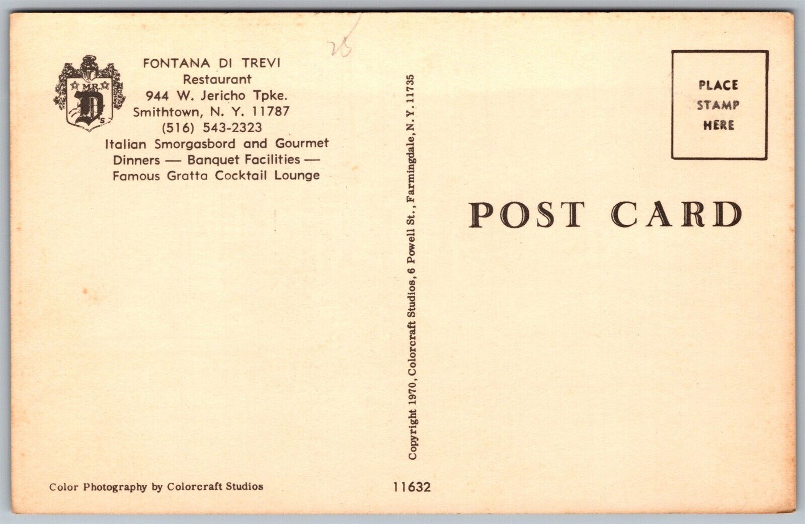 Vtg Smithtown New York NY Fontana Di Trevi Restaurant Interior 1970 ...