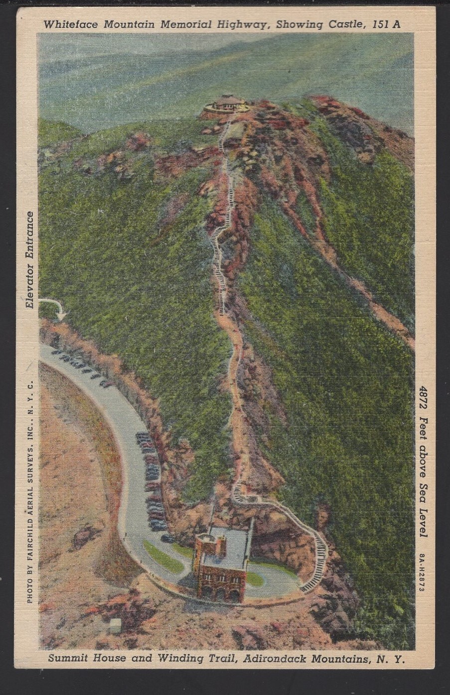 NY Whiteface Mountain Memorial Highway showing Castle Adirondack Mts ...