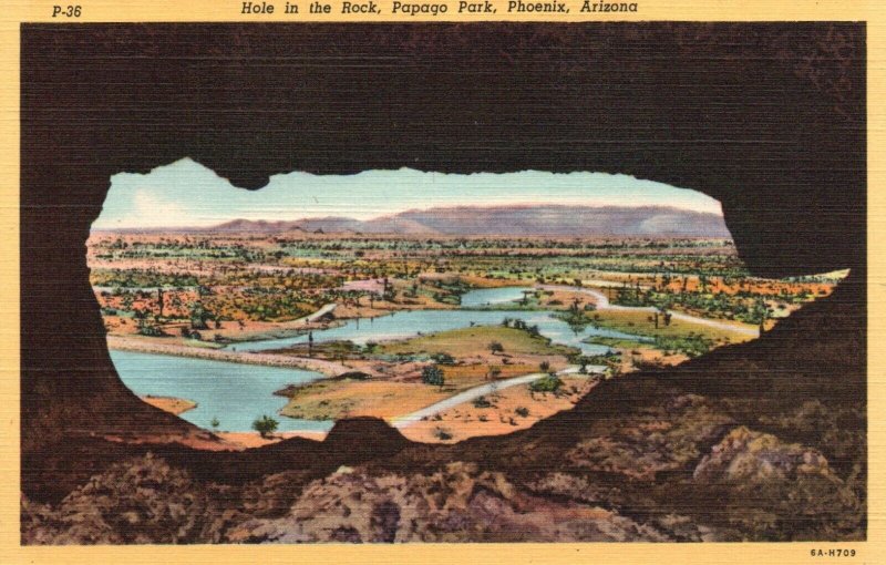 Postcard AZ Phoenix Hole in the Rock Papago Park 1936 Linen Vintage PC ...